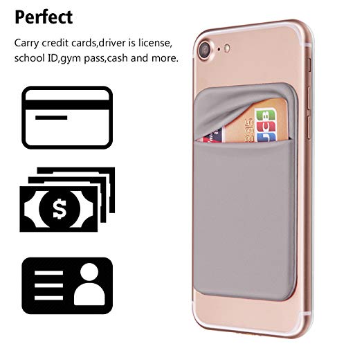 OBVIS Cell Phone Pocket Self Adhesive Card Holder Stick On Wallet Sleeve with RFID Card ID Credit Card ATM Card Holder for iPhone Android 2 Pack Gray