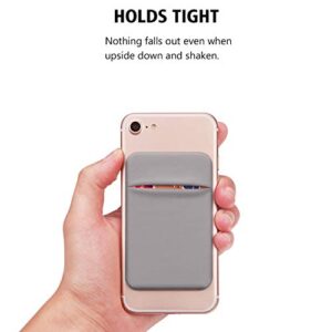 OBVIS Cell Phone Pocket Self Adhesive Card Holder Stick On Wallet Sleeve with RFID Card ID Credit Card ATM Card Holder for iPhone Android 2 Pack Gray