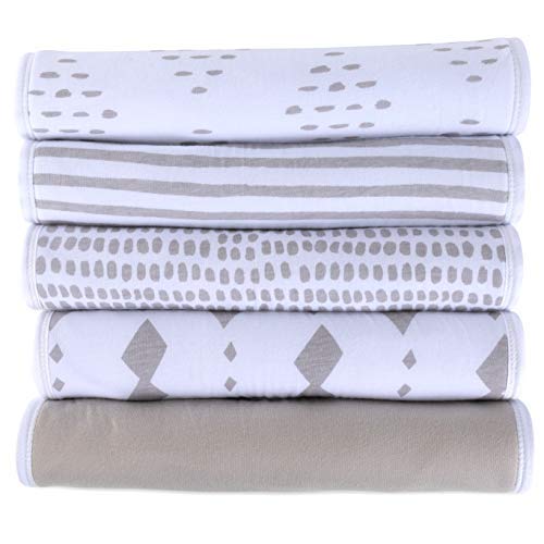 Baby Burp Cloth, Ultra Absorbent Reversible Jersey Cotton Large Burp Cloths, Cloth Diapers 20" x 12" 5 Pack (Taupe Grey)