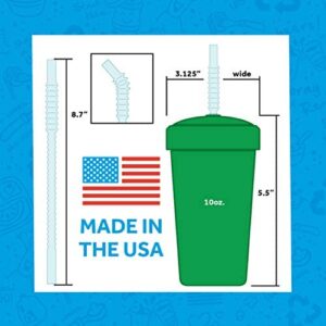 Re Play Made in USA 10 Oz. Straw Cups for Toddlers, Pack of 4 - Reusable Kids Cups with Straws and Lids, Dishwasher/Microwave Safe - Toddler Cups with Straws 3.13" x 5.5", Cirtus