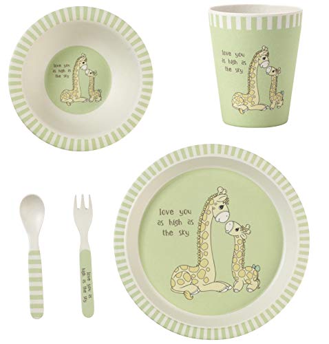 Precious Moments Love You As High As The Sky Giraffe Toddler Mealtime Feeding Set, Dinnerware, Green