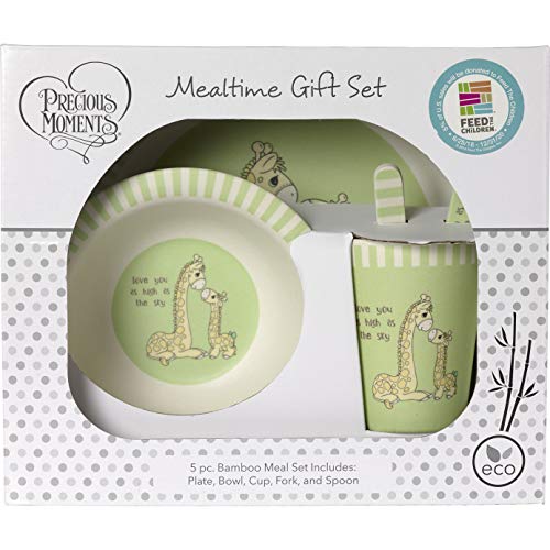 Precious Moments Love You As High As The Sky Giraffe Toddler Mealtime Feeding Set, Dinnerware, Green