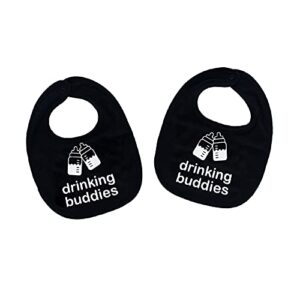 drinking buddies unisex bibs - twins baby bibs for boys and girls