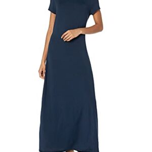 Amazon Essentials Women's Short-Sleeve Maxi Dress, Navy, Large