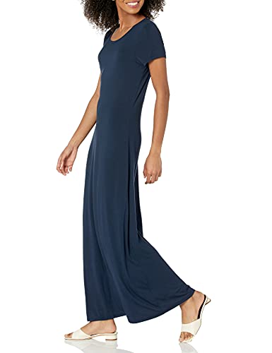 Amazon Essentials Women's Short-Sleeve Maxi Dress, Navy, Large