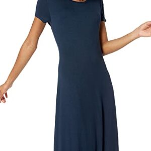 Amazon Essentials Women's Short-Sleeve Maxi Dress, Navy, Large