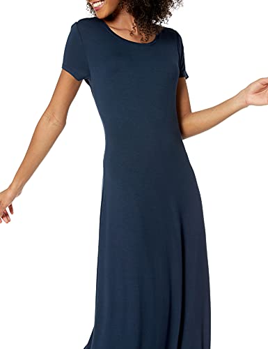 Amazon Essentials Women's Short-Sleeve Maxi Dress, Navy, Large