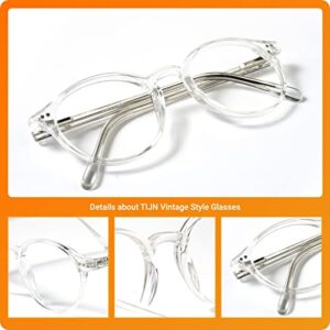 TIJN Blue Light Blocking Glasses Men Women Vintage Thick Round Rim Frame Eyeglasses