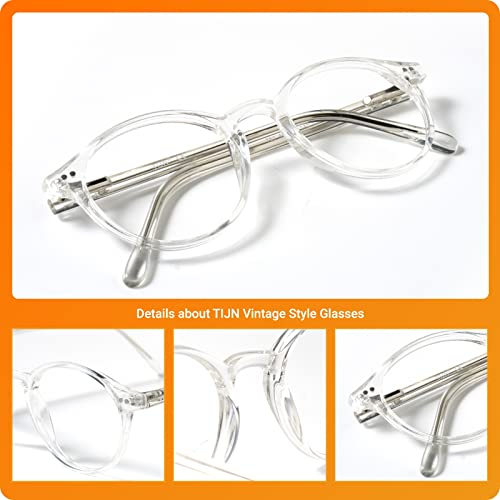 TIJN Blue Light Blocking Glasses Men Women Vintage Thick Round Rim Frame Eyeglasses