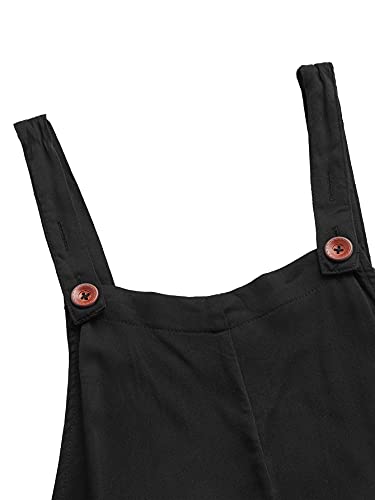 Verdusa Women's Adjustable Straps Jumpsuit Overalls with Pockets Black XL