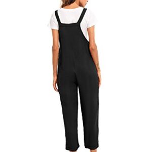 Verdusa Women's Adjustable Straps Jumpsuit Overalls with Pockets Black XL