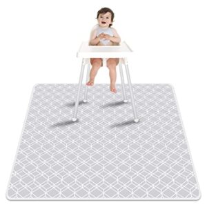 paw legend washable highchair splat floor mat- anti-slip silicone spot splash mess mat(53'' x 53'')-food catcher art craft leak proof mat,diamond