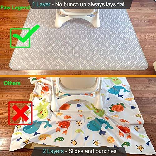 Paw Legend Washable Highchair Splat Floor Mat- Anti-Slip Silicone Spot Splash Mess Mat(53'' X 53'')-Food Catcher Art Craft Leak Proof Mat,Diamond