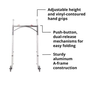 McKesson Folding Walkers with Wheels, Aluminum, 32 in to 39 in, 350 lbs Weight Capacity, 1 Count