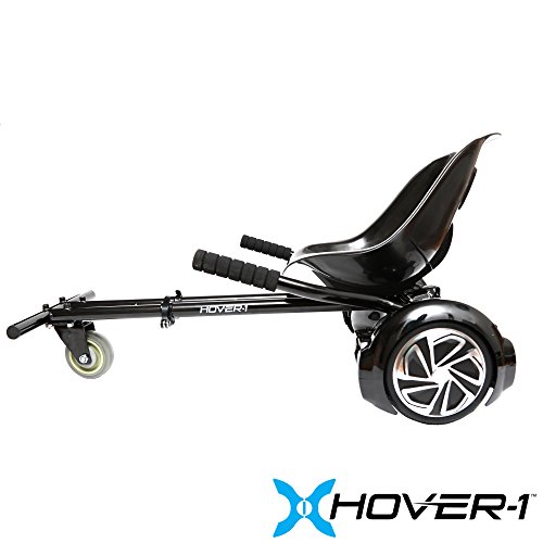 Hover-1 Kart Buggy Attachment | Compatible with Most 6.5" & 8" Electric Hoverboards, Hand-Operated Rear Wheel Control, Adjustable Frame & Straps, Easy Assembly & Install, Black