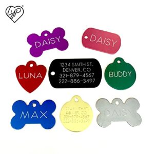 love your pets classic pet id tags - stainless, brass & aluminum-2 sided deep engraved dog tags-personalized dog id tags, cat tags