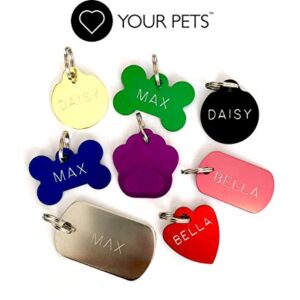 Love Your Pets Classic Pet ID Tags - Stainless, Brass & Aluminum-2 Sided Deep Engraved Dog Tags-Personalized Dog ID Tags, Cat Tags