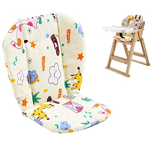 Twoworld Baby High Chair Seat Cushion Liner Mat Pad Cover and High Chair Straps (5 Point Harness) 1 Suit (Giraffe)