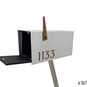 Contemporary Post Mount Mailbox/Aluminum Brush Silver Body and Aluminum Wood Walnut Numbers, Custom Mailbox, Mailnest, PostBox, Type 4