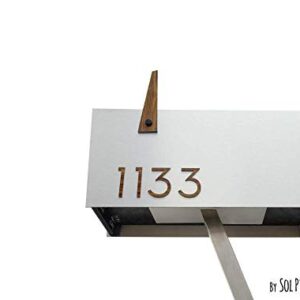 Contemporary Post Mount Mailbox/Aluminum Brush Silver Body and Aluminum Wood Walnut Numbers, Custom Mailbox, Mailnest, PostBox, Type 4