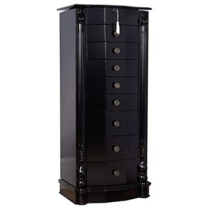 alveare home louisa locking jewelry armoire, black