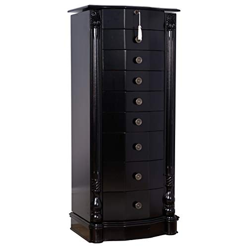 Alveare Home Louisa Locking Jewelry Armoire, Black