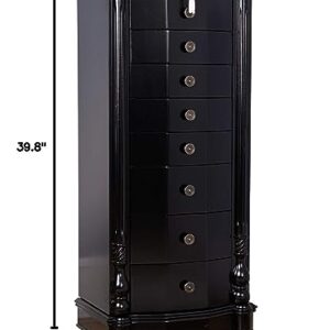 Alveare Home Louisa Locking Jewelry Armoire, Black