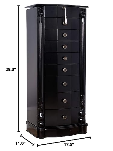 Alveare Home Louisa Locking Jewelry Armoire, Black