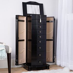 Alveare Home Louisa Locking Jewelry Armoire, Black