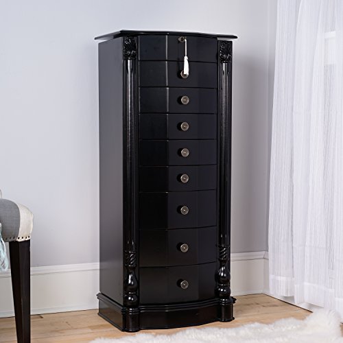 Alveare Home Louisa Locking Jewelry Armoire, Black