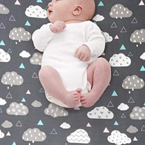 COSMOPLUS Stretch Fitted Pack n Play Playard Sheets 2 Pack for Mini Crib Sheet Set,Pack n Play Mattress Cover, Ultra Stretchy Soft,Whale/Cloud