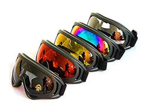 dplus motorcycle goggles - glasses set of 5 - dirt bike atv goggles anti-uv 400 adjustable riding offroad protective combat tactical military goggles for men women kids youth adult x400