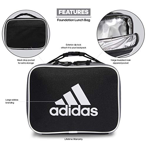 adidas Foundation Insulated Lunch Bag, Black/White, One Size