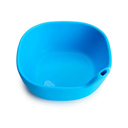 Munchkin Last Drop Silicone Toddler Bowl with Built-In Straw, Blue