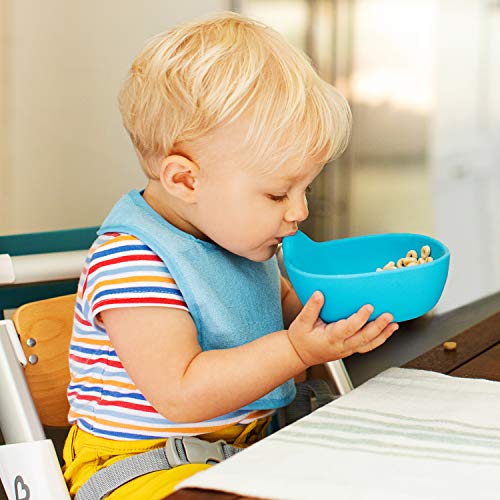 Munchkin Last Drop Silicone Toddler Bowl with Built-In Straw, Blue