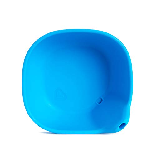 Munchkin Last Drop Silicone Toddler Bowl with Built-In Straw, Blue