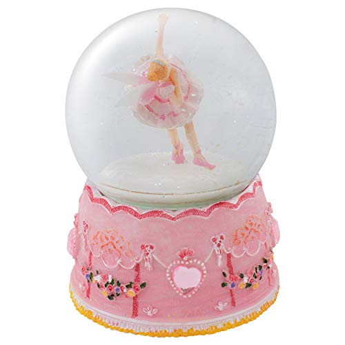 Elanze Designs Pink Ballerina Fairy Rotating Figurine 100MM Water Globe Plays Tune Swan Lake