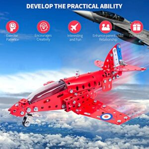 COSKEHAN STEM Assembled Model Plane Kit Building Toy, 201 Pieces STEM Projects Airplane Building Kits for Kids Age 8-12, STEM Educational Model Kit Gifts for Teenage Boys & Girls 8+, Red, 7*9*3 inch