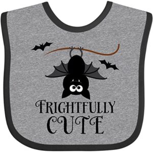 inktastic Halloween Bat Frightfully Cute Holiday Baby Bib Heather and Black 31ced