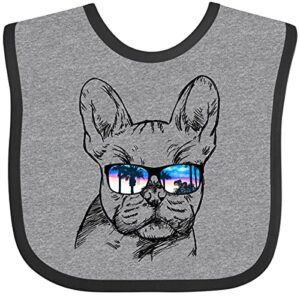 inktastic french bulldog portrait with sunglasses baby bib heather and black 2a719