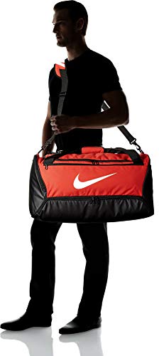 Nike Brasilia Training Medium Duffle Bag, Durable Nike Duffle Bag for Women & Men with Adjustable Strap, University Red/Black/White