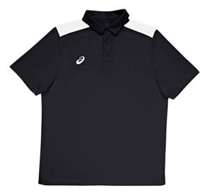 asics men's hex print polo, team black, small