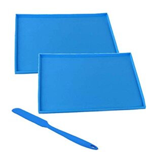 asibt silicone cake roll maker ,silicone baking mat,multipurpose silicone nonstick pastry mat , swiss roll cake mat flexible baking tray mold baking-2pack(10''12'', blue)