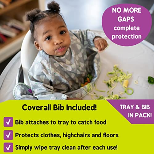 Tidy Tot All-in-One Bib and Tray Kit. Unisex. One Size fits 6 Months - 2 Years. Award Winning Weaning Aid (Dove Gray)