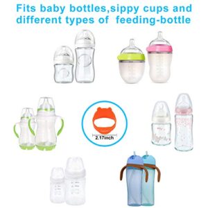 Baby Bottle Labels for Daycare, Durable Writable Reusable Food -Grade Silicone 6 Pack Baby Bottle Labels with Dry Erase Marker Foretoo