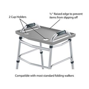 Bluestone Walker Tray- Upright with Holders-Universal Table Fits Most Standard Folding Walkers-Home Mobility Medical Equipment Accessories, 1 Count (Pack of 1)