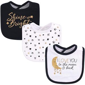 yoga sprout cotton drooler bibs, 3 pack, metallic moon