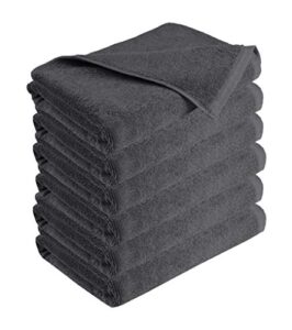 glamburg 100% cotton 6 pack bath towel set, ultra soft bath towels 22x44, towels for gym yoga pool spa, quick drying & highly absorbent - charcoal grey