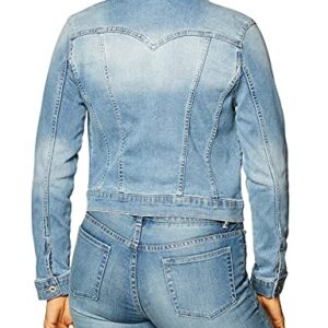 Jessica Simpson Women's Pixie Classic Feminine Fit Crop Jean Jacket, Maude, Large