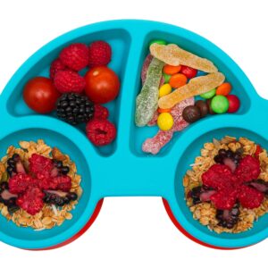 Qshare Toddler Plates, Portable Baby Plates for Toddlers, BPA-Free Strong Suction Plates for Toddlers, Dishwasher and Microwave Safe Silicone Placemat 10x7x1''